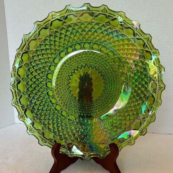 Dining | Vintage Indiana Blue Iridescent Carnival Glass Platter | Poshmark